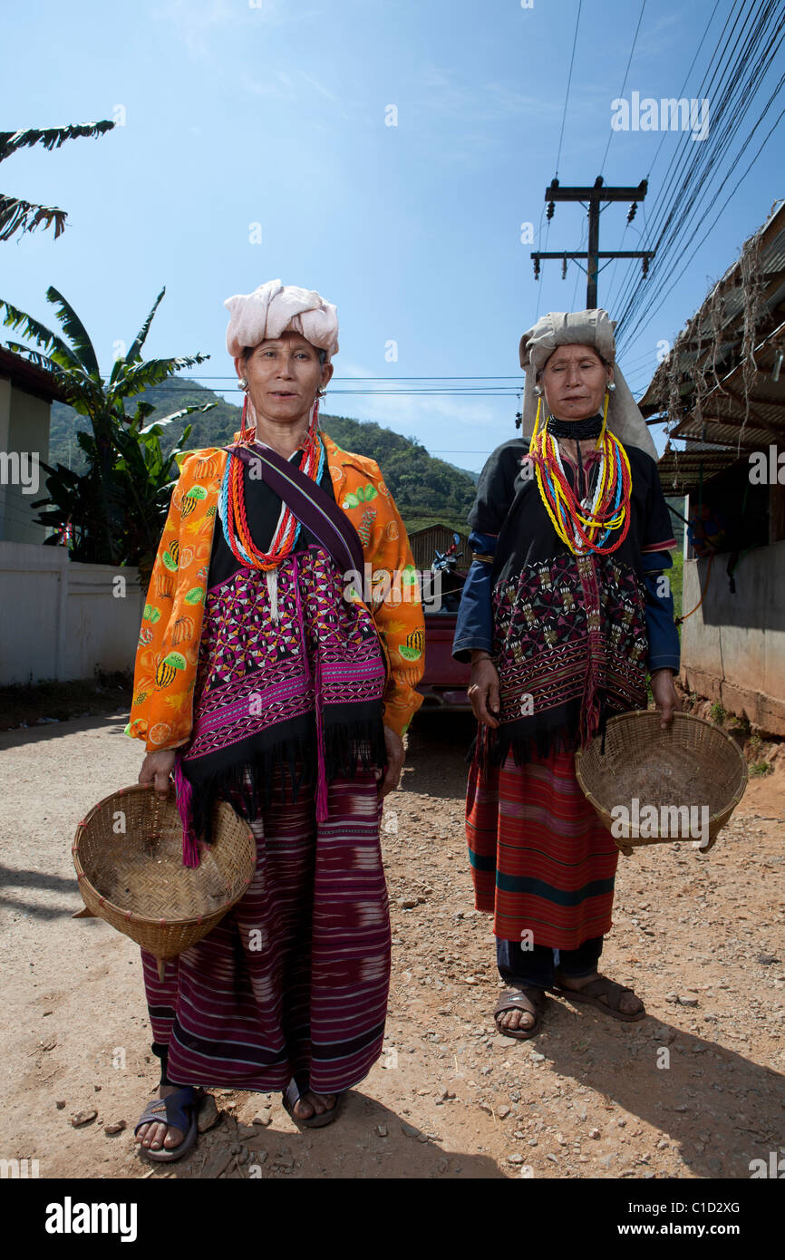 Karen womans going to shopping, Mae Ho, Mae Saliang, Mae Hong Son Stock ...