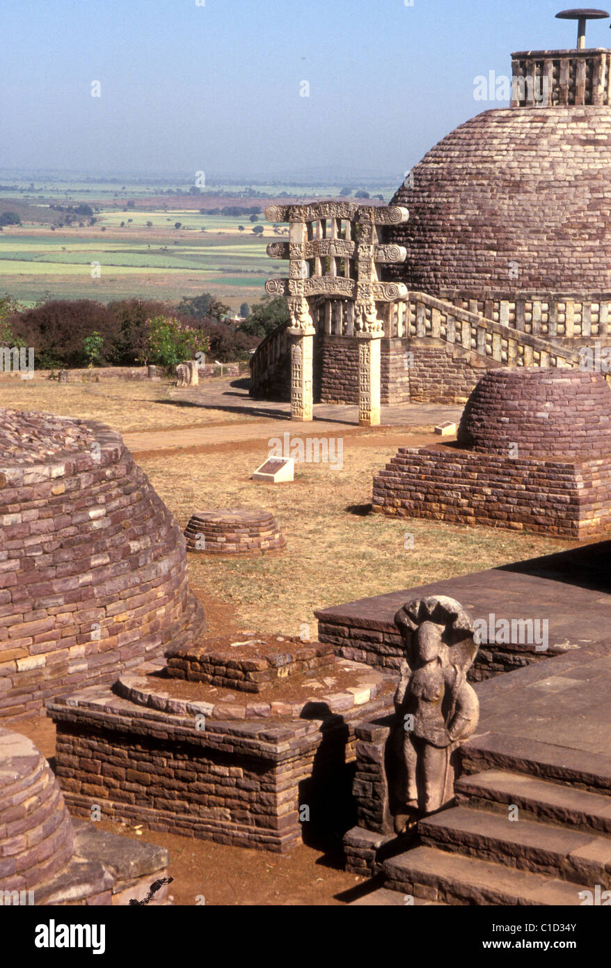 View of Sanchi with the stupa and gateway at Bhopal, from the Mauryan ...