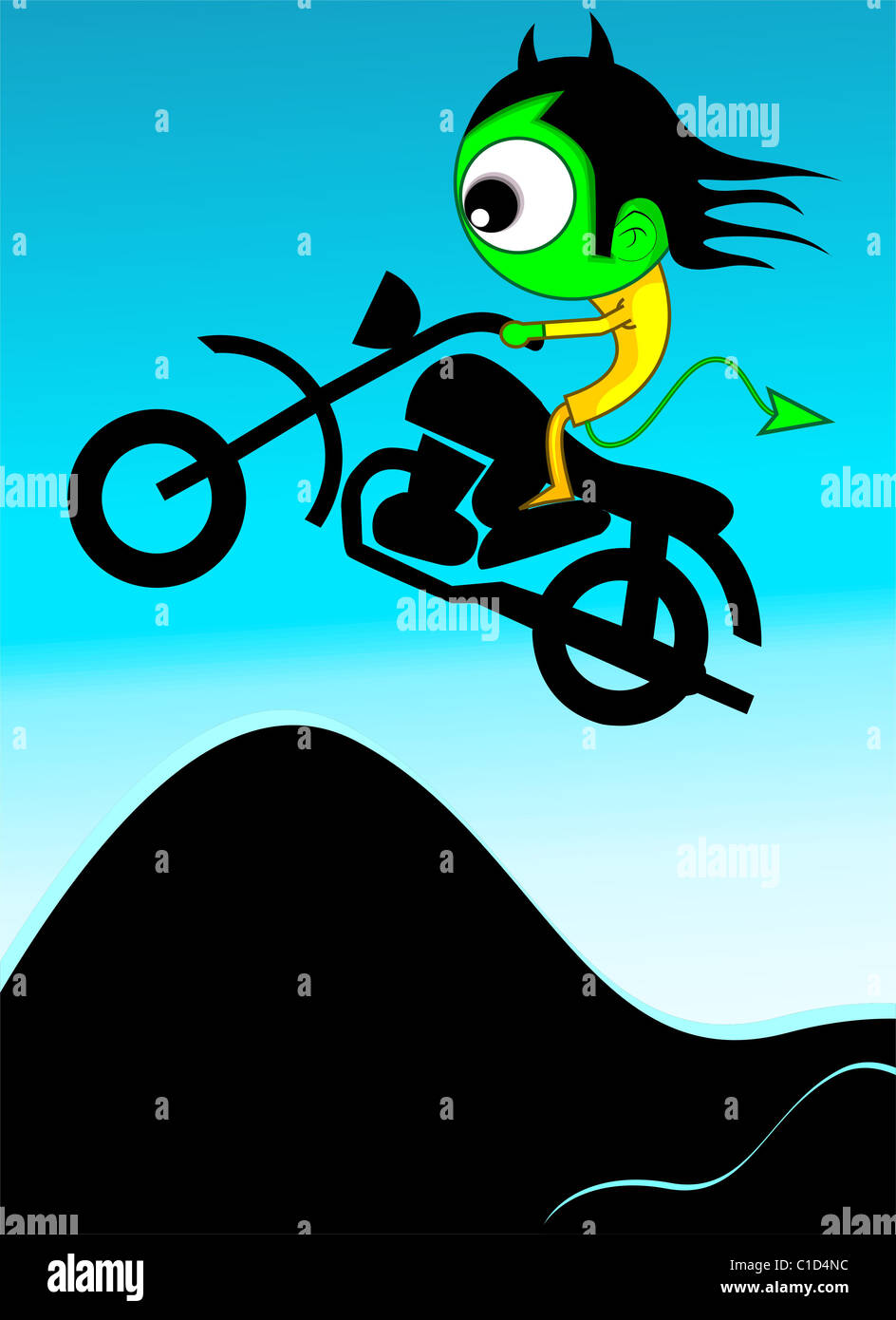fantasy of alien in motorbike Stock Photo - Alamy