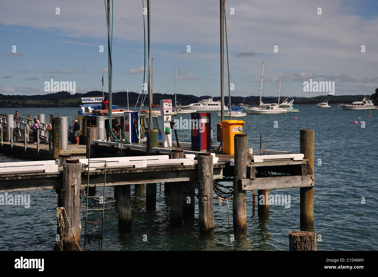Landing wharf on waterfront, Russell, Bay of Islands, Northland Region ...