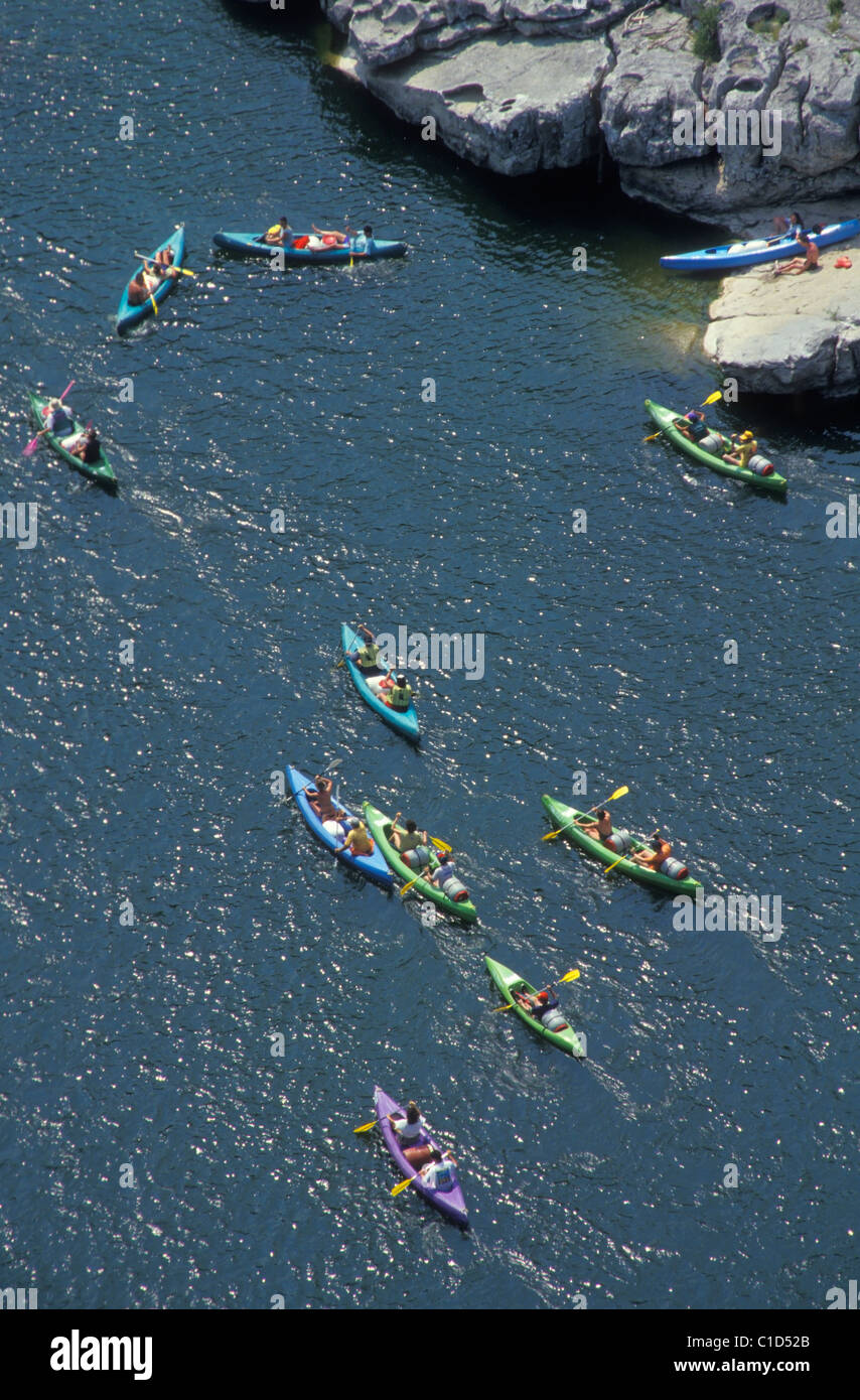 CANOES, ARDECHE RIVER, ARDECHE VALLEY, LANGUEDOC-ROUSSILLON, FRANCE ...