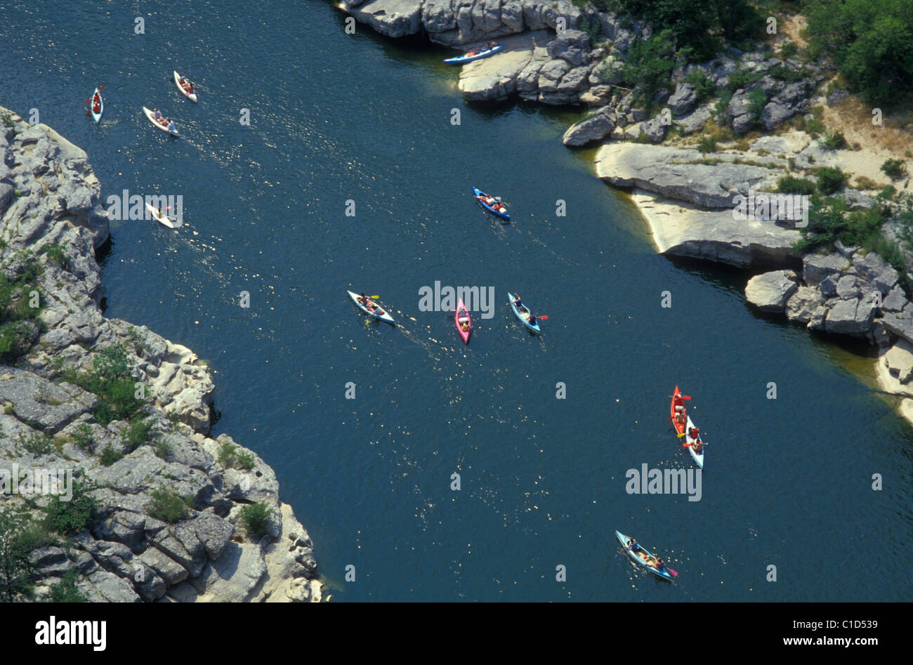 CANOES, ARDECHE RIVER, ARDECHE VALLEY, LANGUEDOC-ROUSSILLON, FRANCE ...