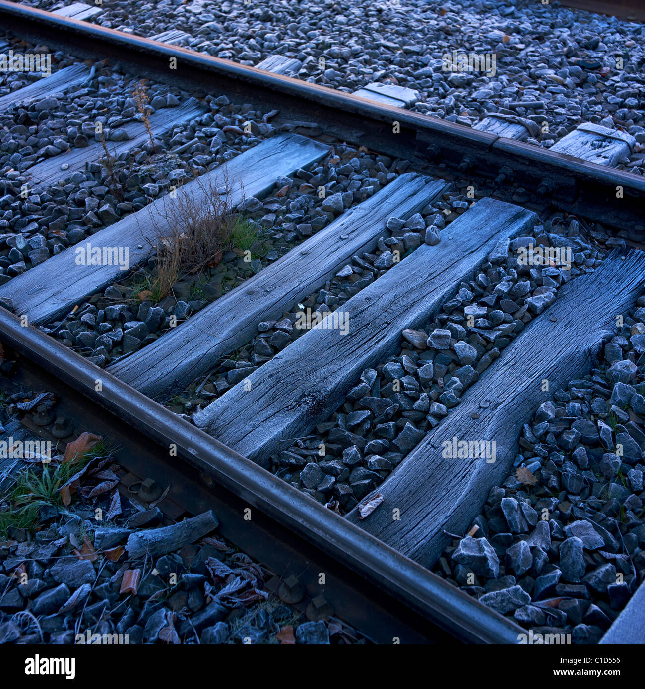 Railway tracks close up Stock Photo - Alamy
