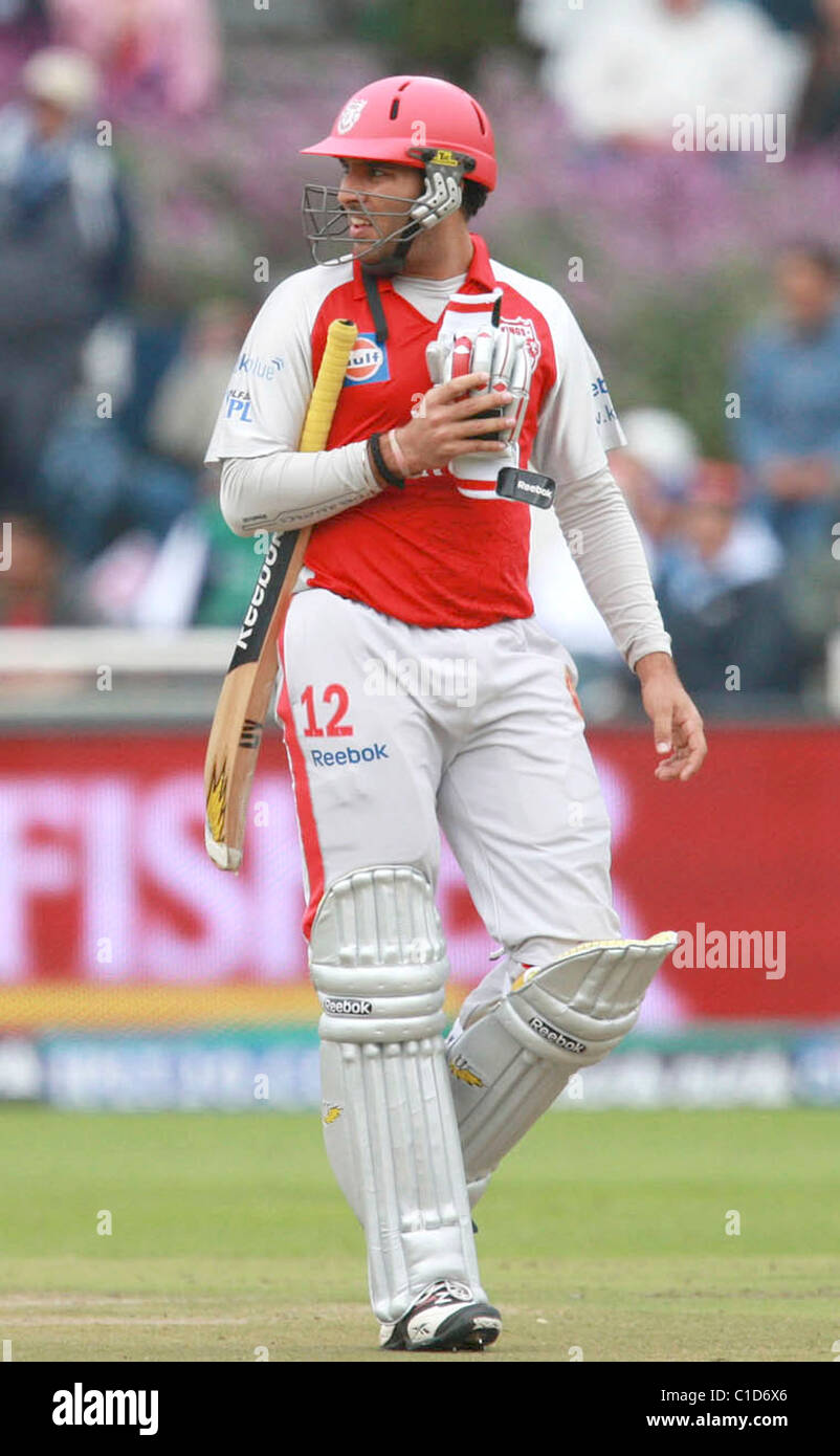 Yuvraj Singh of the Kings XI Punjab during the IPL Twenty20 match at ...
