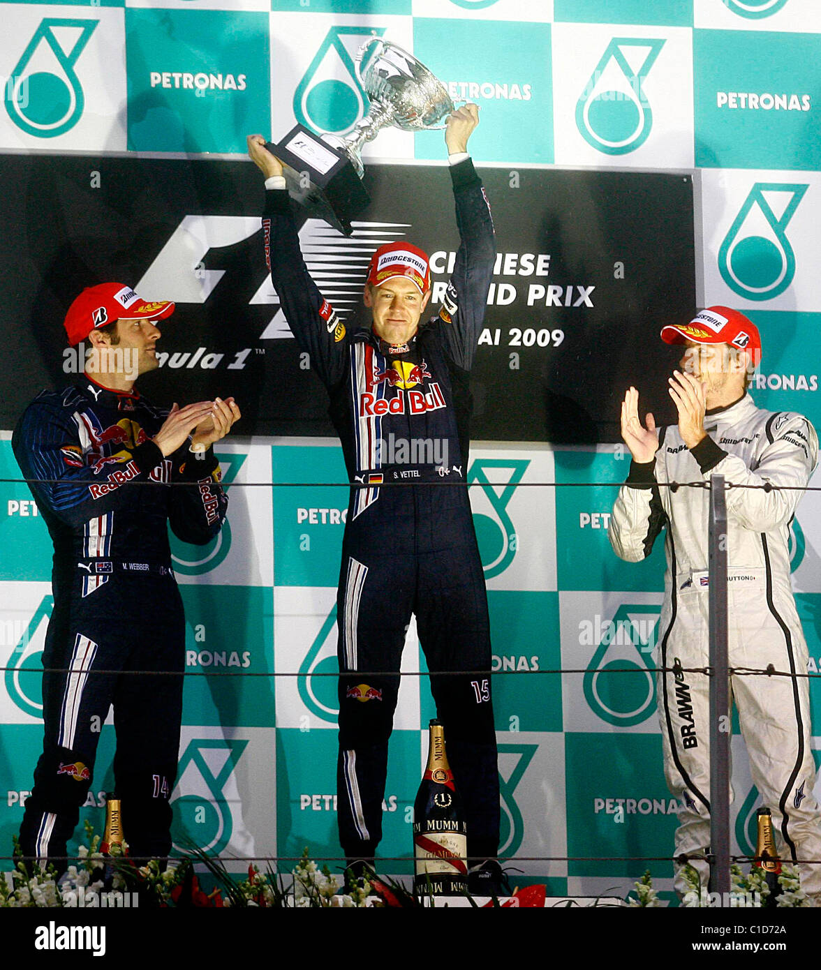 The podium second placed sebastian vettel hi-res stock photography and ...