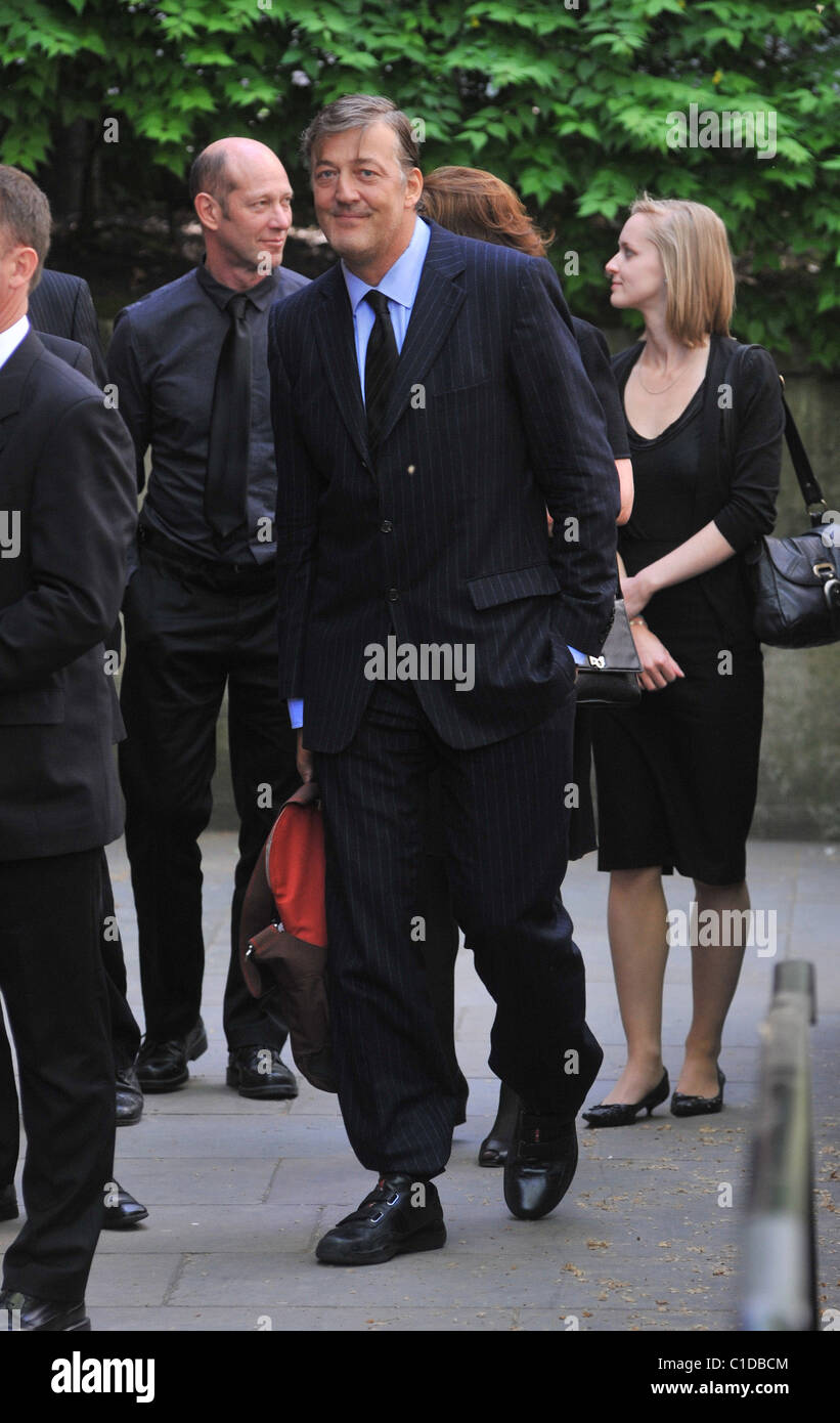 Stephen Fry Sir Clement Freud's funeral held at St Bride's Church ...