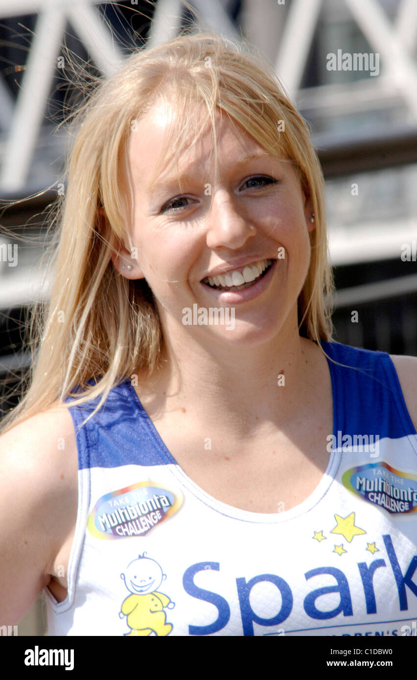 Gail Emms pose during a 'Celebrity Marathon Runners' photocall outside ...