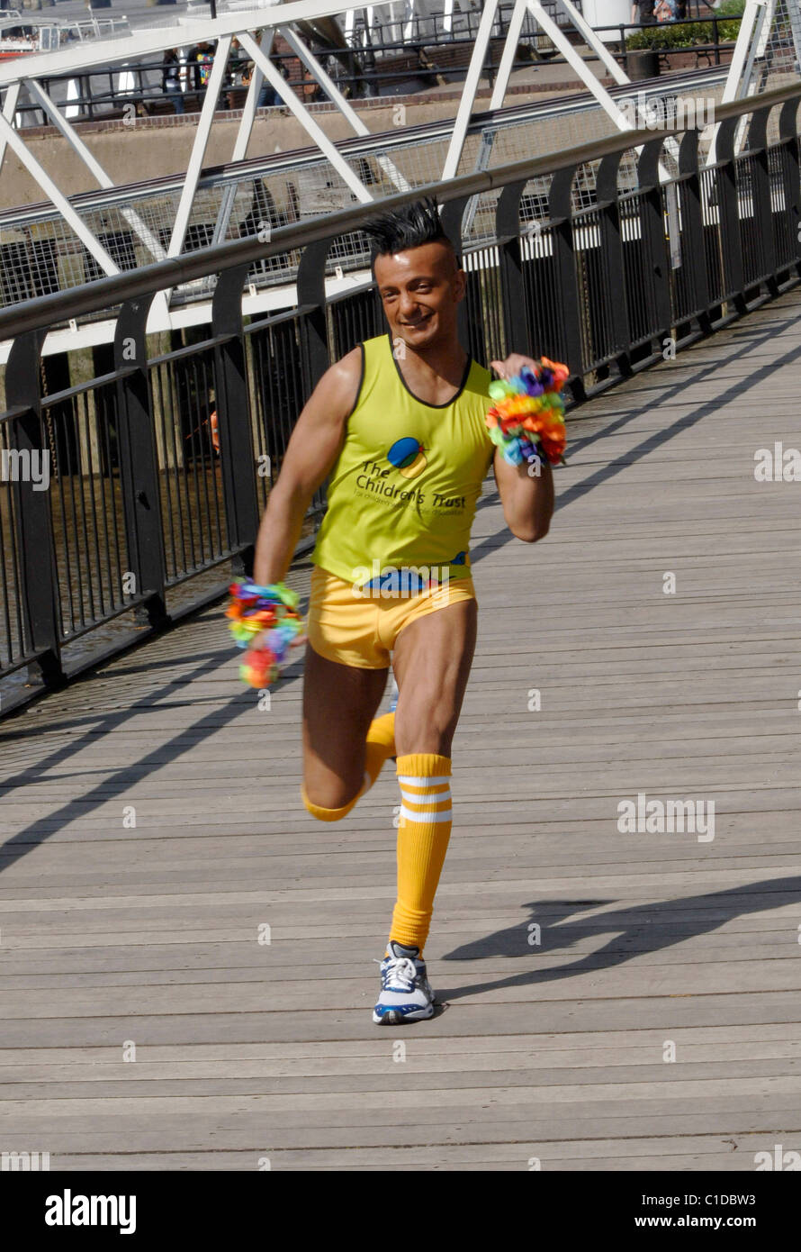 Louis Mariette pose during a 'Celebrity Marathon Runners' photocall ...