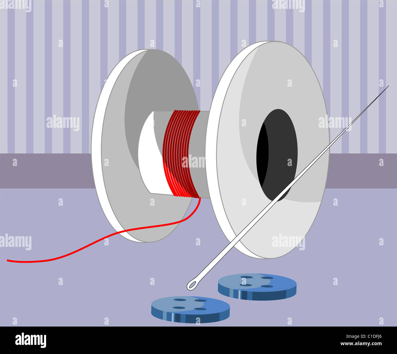 needle and buttons in colour Stock Photo - Alamy