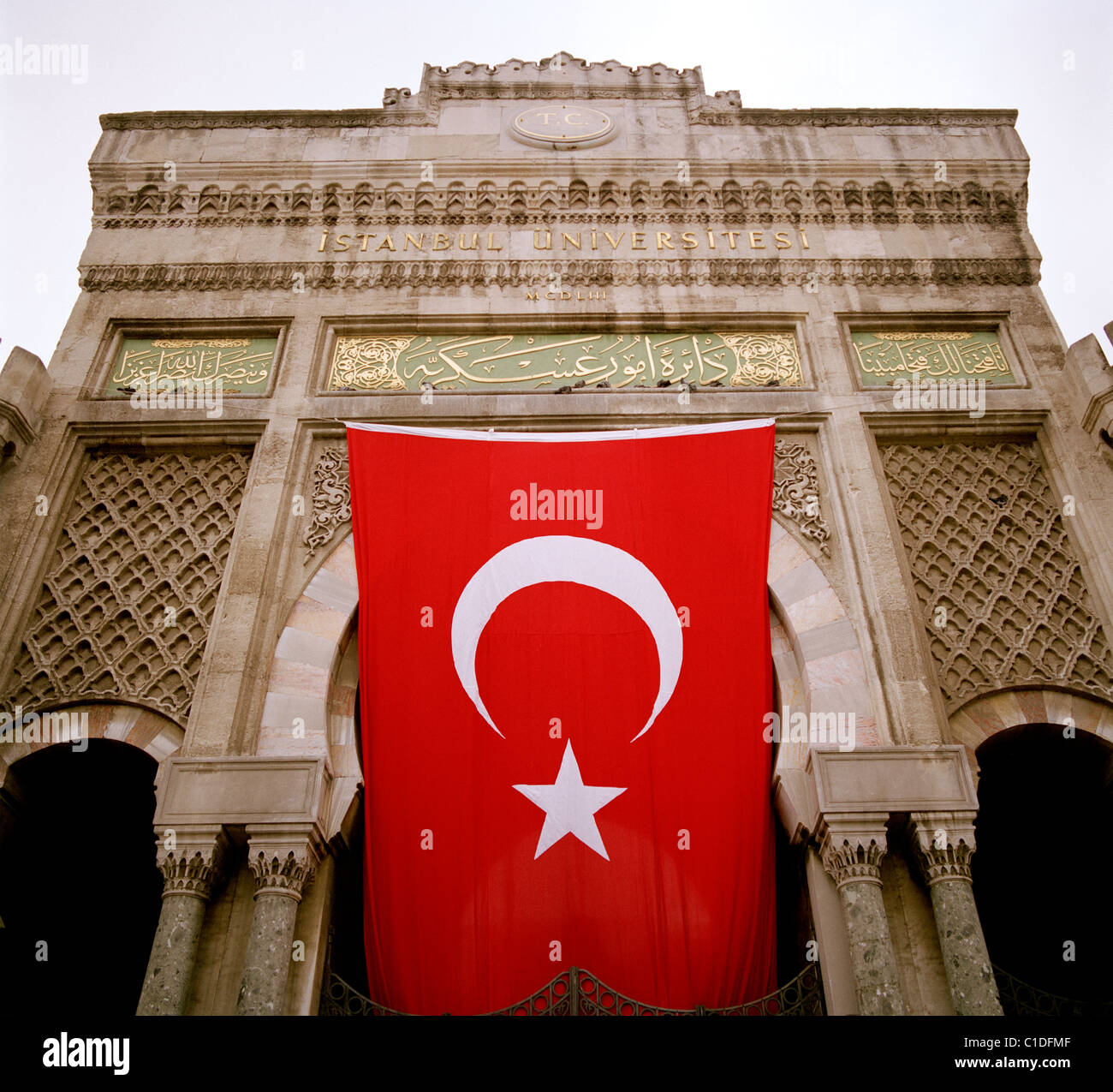 Turkish flag in Istanbul University in Beyazit Square in Istanbul in ...