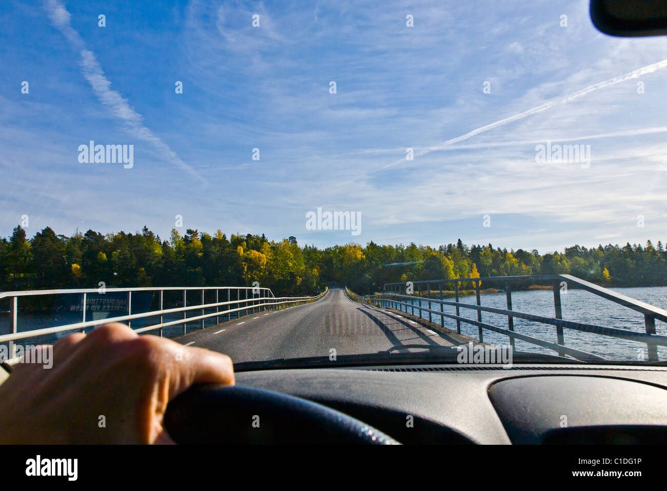 Driving over a small bridge Stock Photo - Alamy