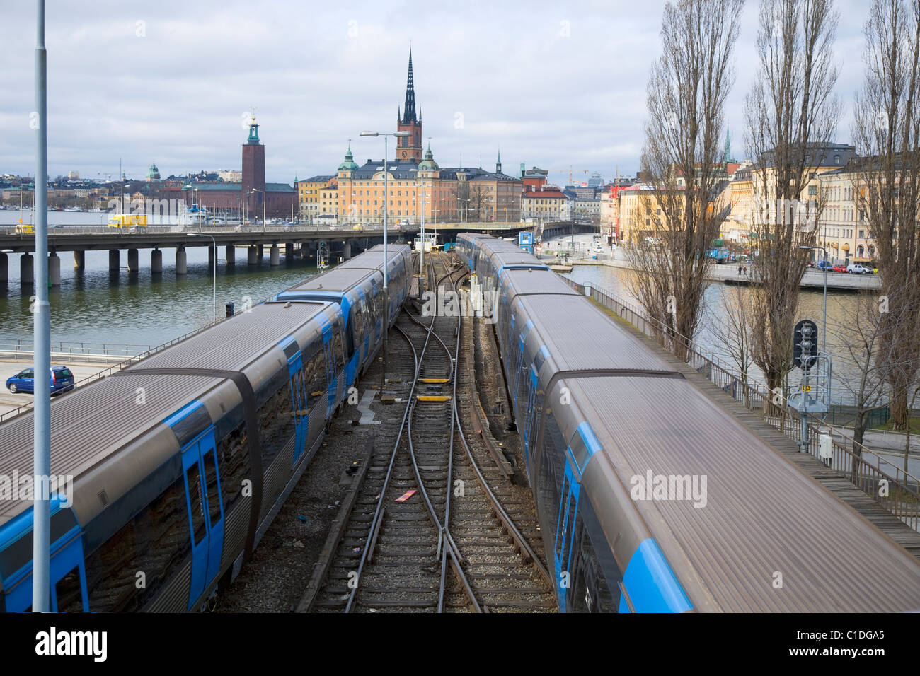 Stockholm underground between the stations Slussen and Old Town, Sweden ...