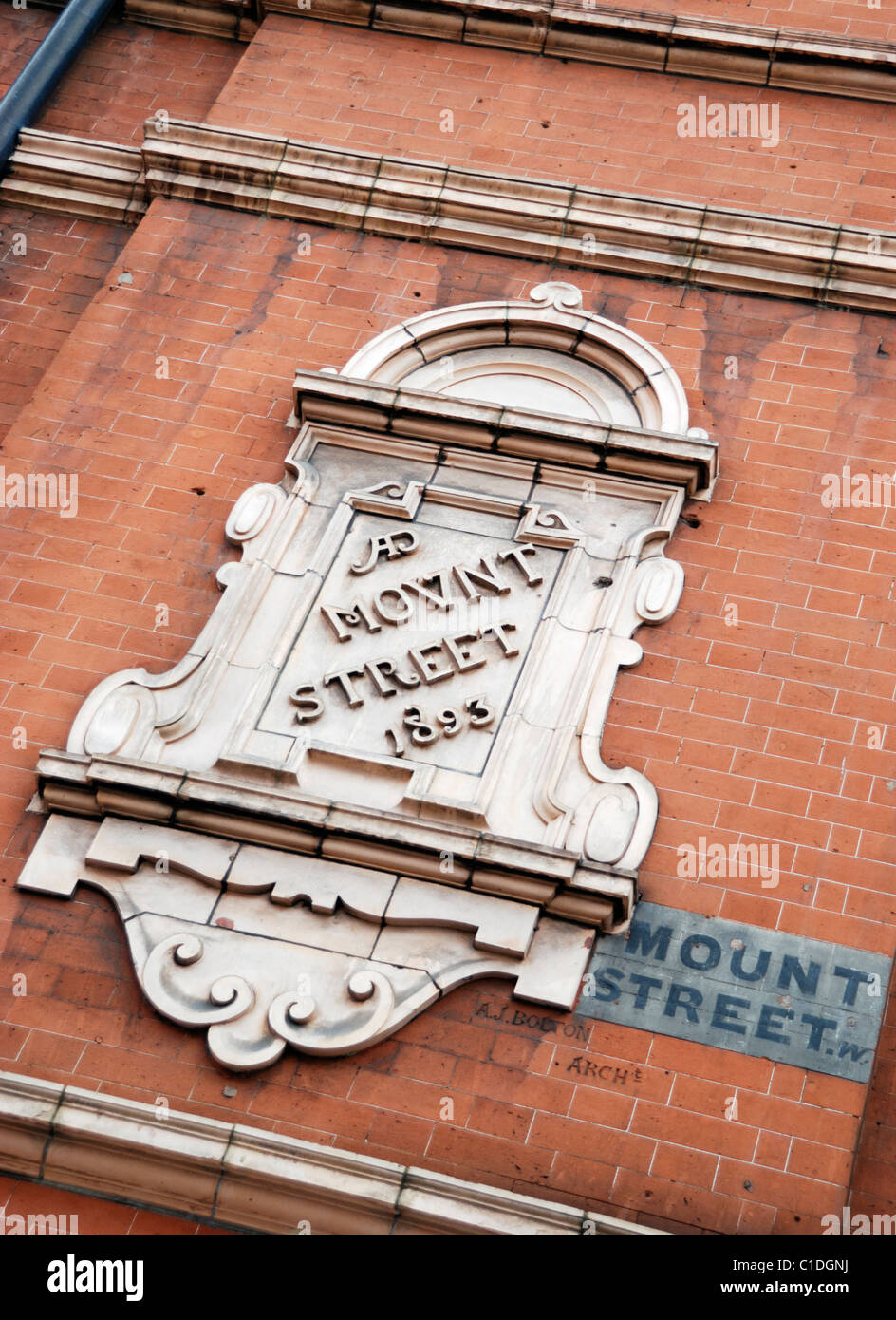 Historical Mount Street street signs, Mayfair, London, England Stock ...