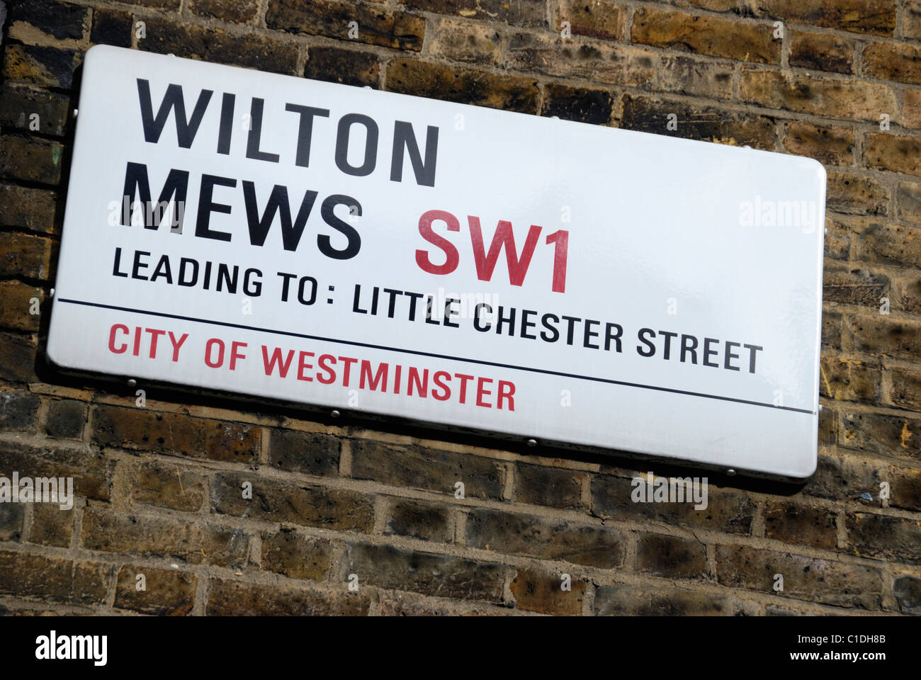 Wilton Mews SW1 street sign, London, England Stock Photo - Alamy
