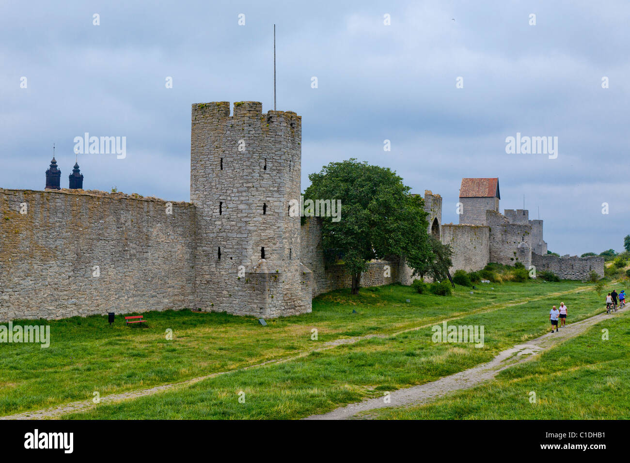 Part of the city wall of Unesco World Heritage town Visby, Gotland ...