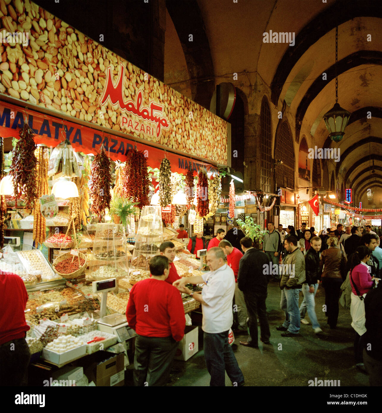 Interior of the Spice Bazaar in Istanbul in Turkey in Middle East Asia ...
