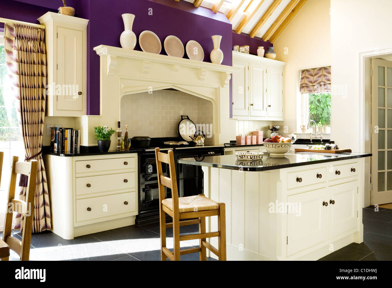Kitchen interior designed and fitted by Robinson & Cornish Stock Photo ...