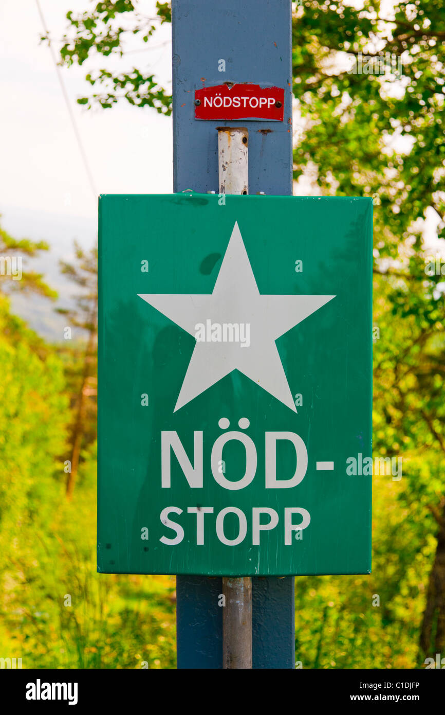 Emergency stop in Swedish Stock Photo - Alamy