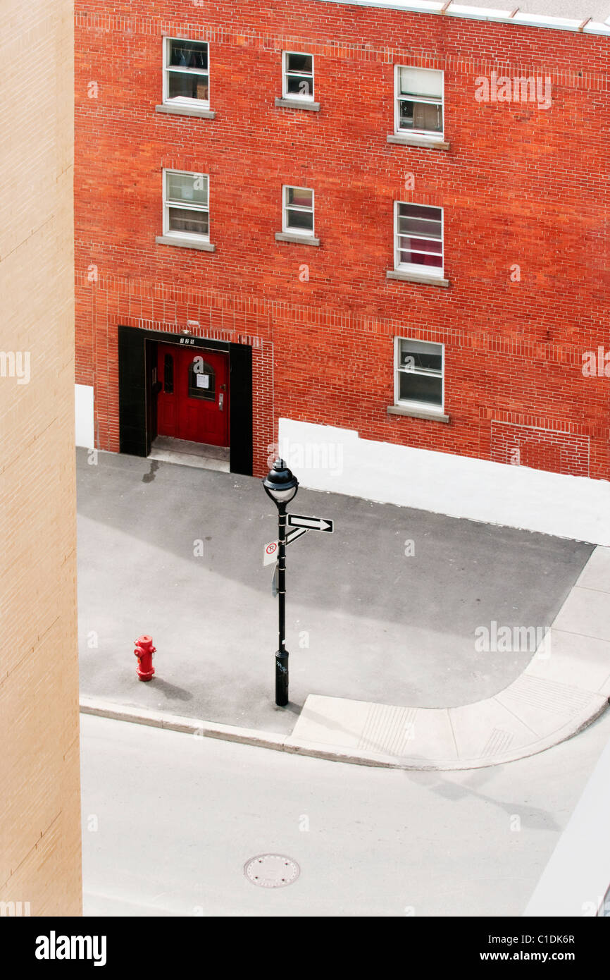 A high level view of an empty street corner in Montreal Canada Stock ...