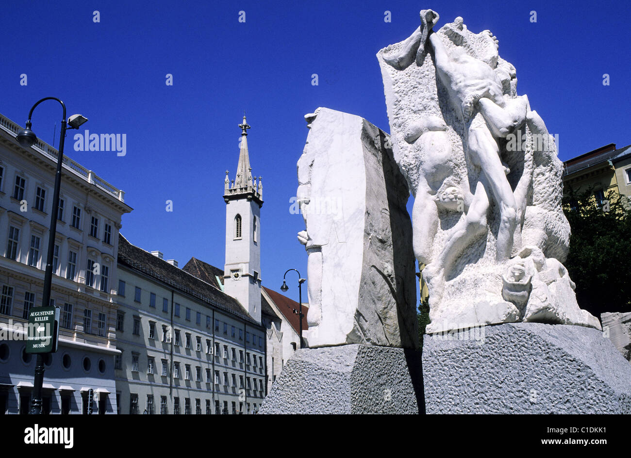 Austria, Vienna, statue in front of the Albertina Museum Stock Photo ...