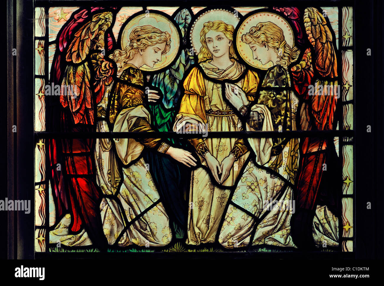 Three angels, (detail of East window). Church of Saint James, Clapham ...