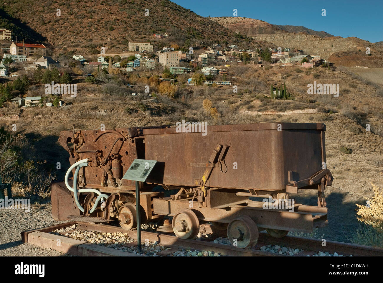 Old rocker shovel and dragline, mining equipment in town of Jerome in ...