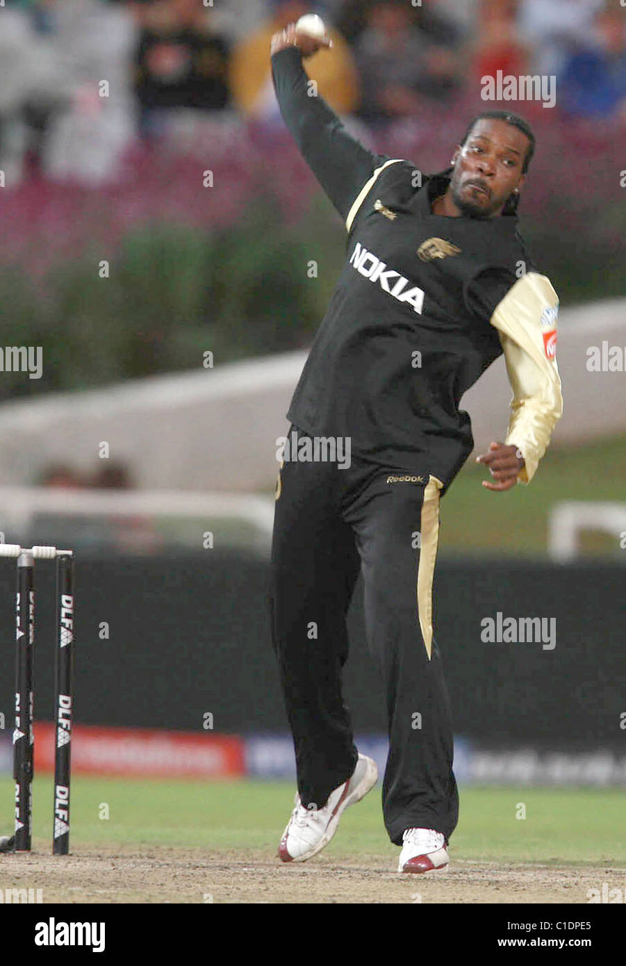 Chris Gayle of Kolkata Knight Riders During the IPL Twenty20 match at ...