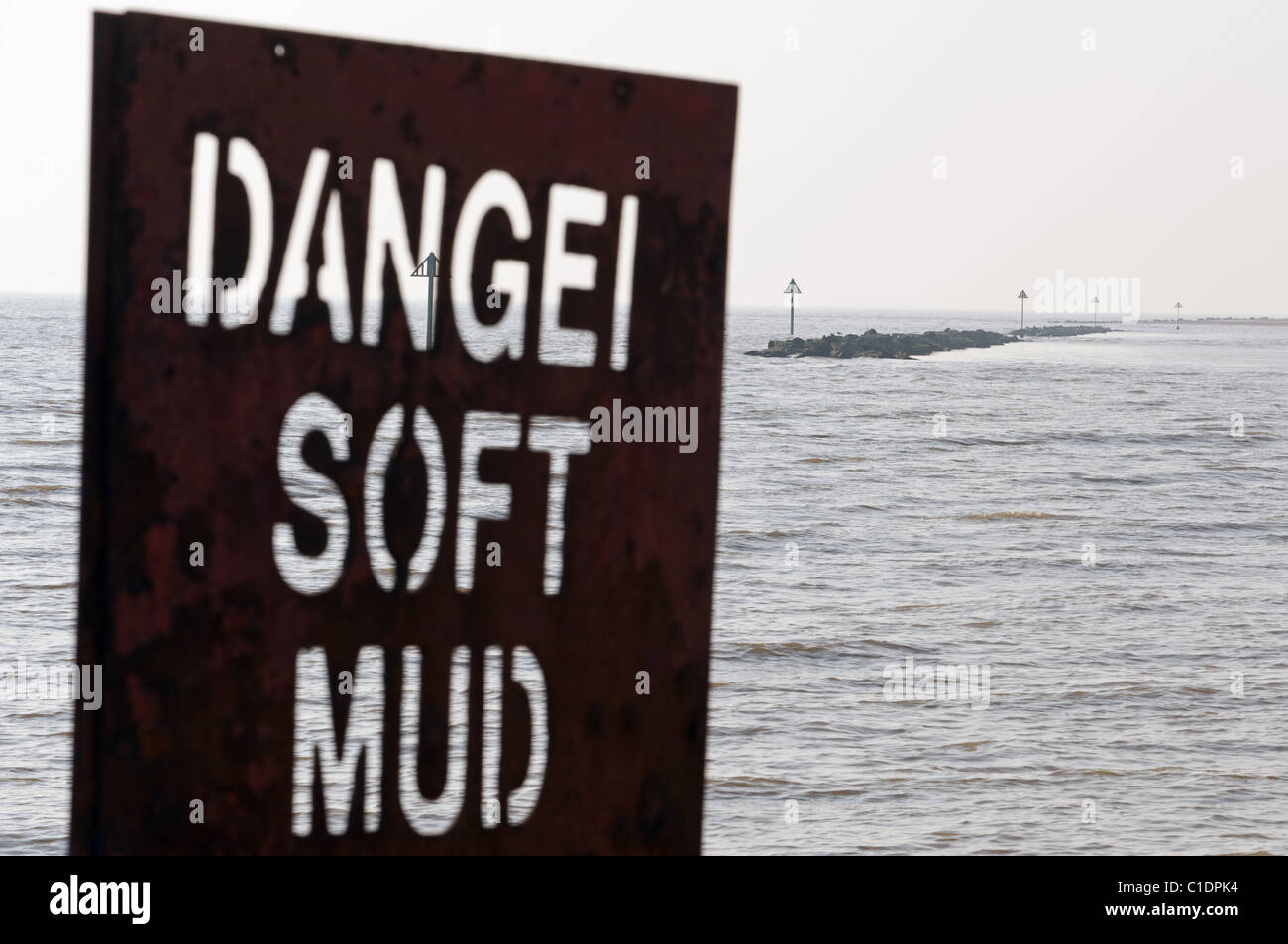 Danger warning sign soft mud hi-res stock photography and images - Alamy