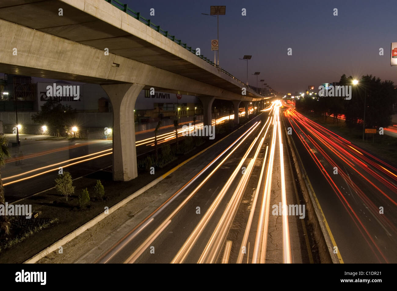 Mexico-Queretaro freeway during night Stock Photo - Alamy