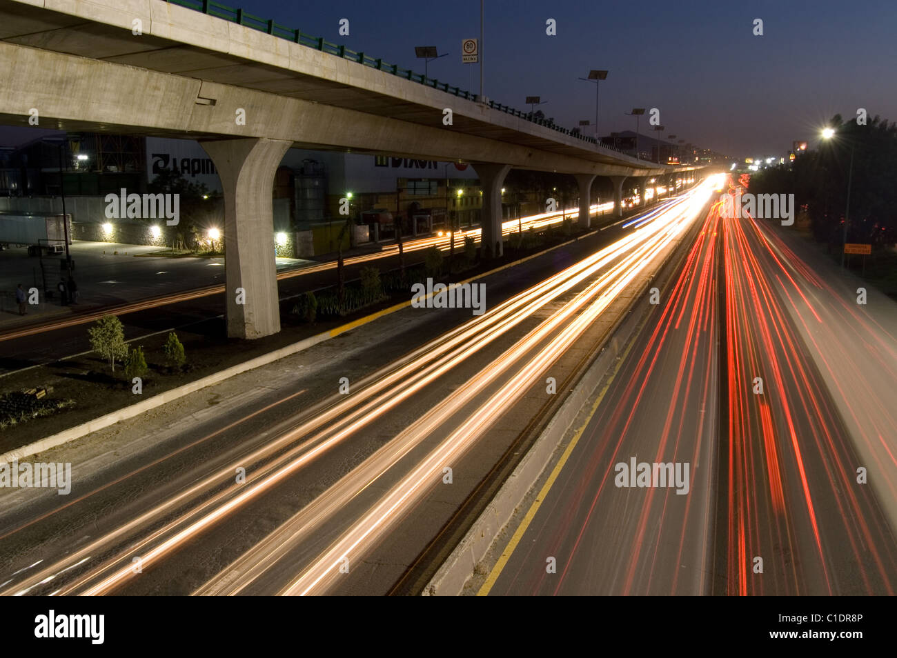 Mexico-Queretaro freeway during night Stock Photo - Alamy