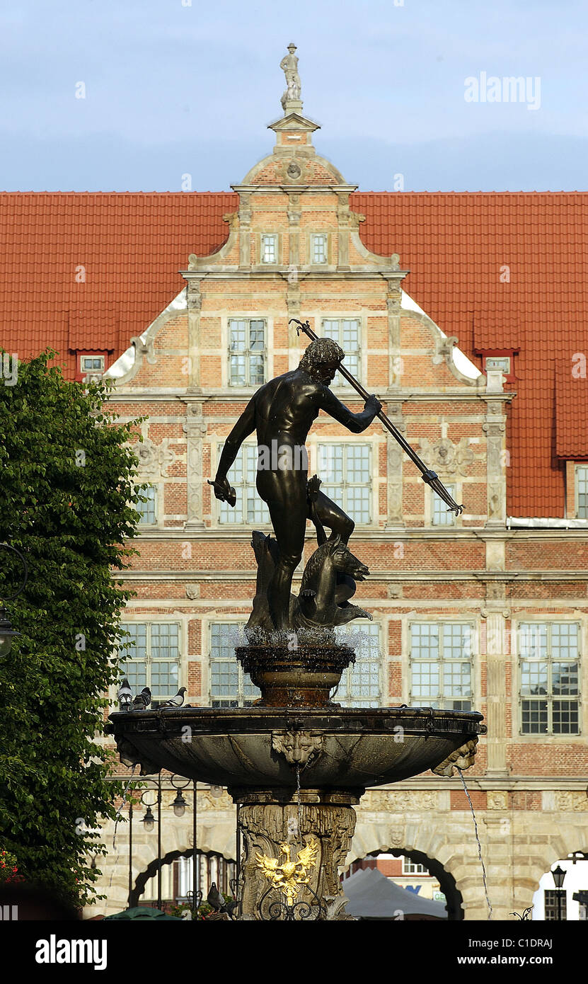 Poland Eastern Pomerania Gdansk the Neptune god (one of the symbols of ...