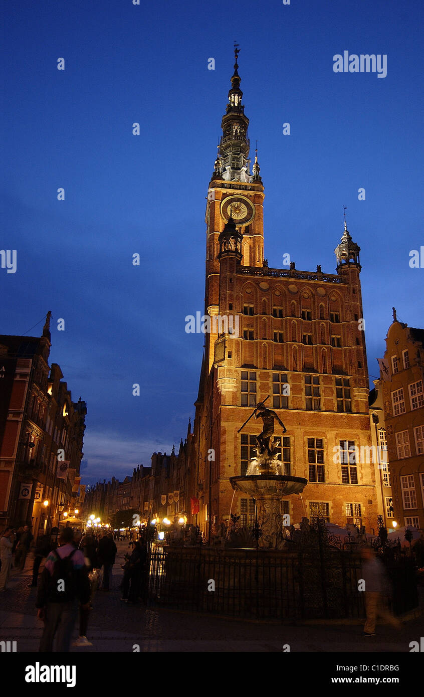 Poland Eastern Pomerania Gdansk the Neptune god statue in front of the ...