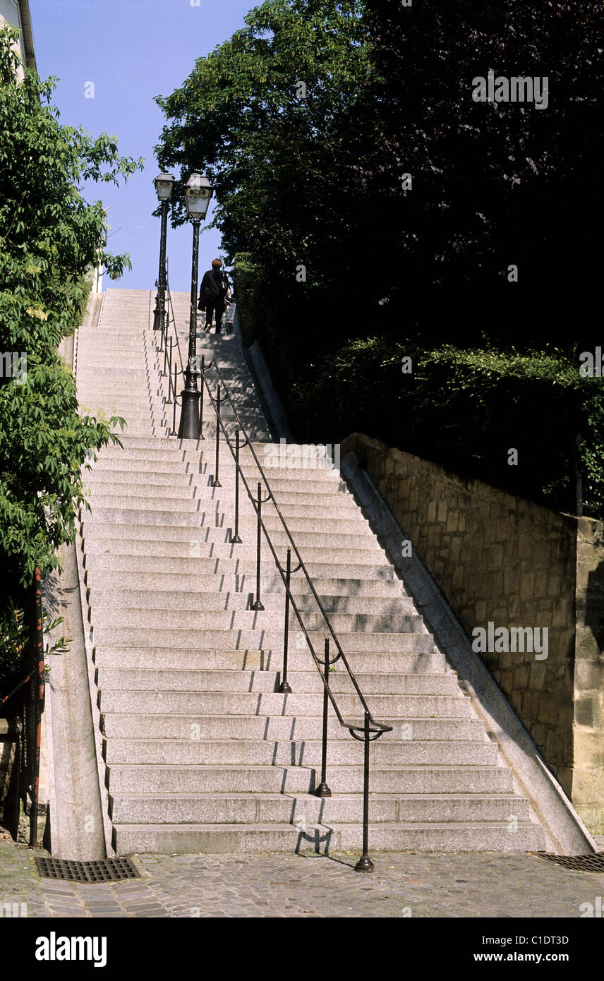 France, Paris, stairs of Stendhal Street in Charonne district Stock ...