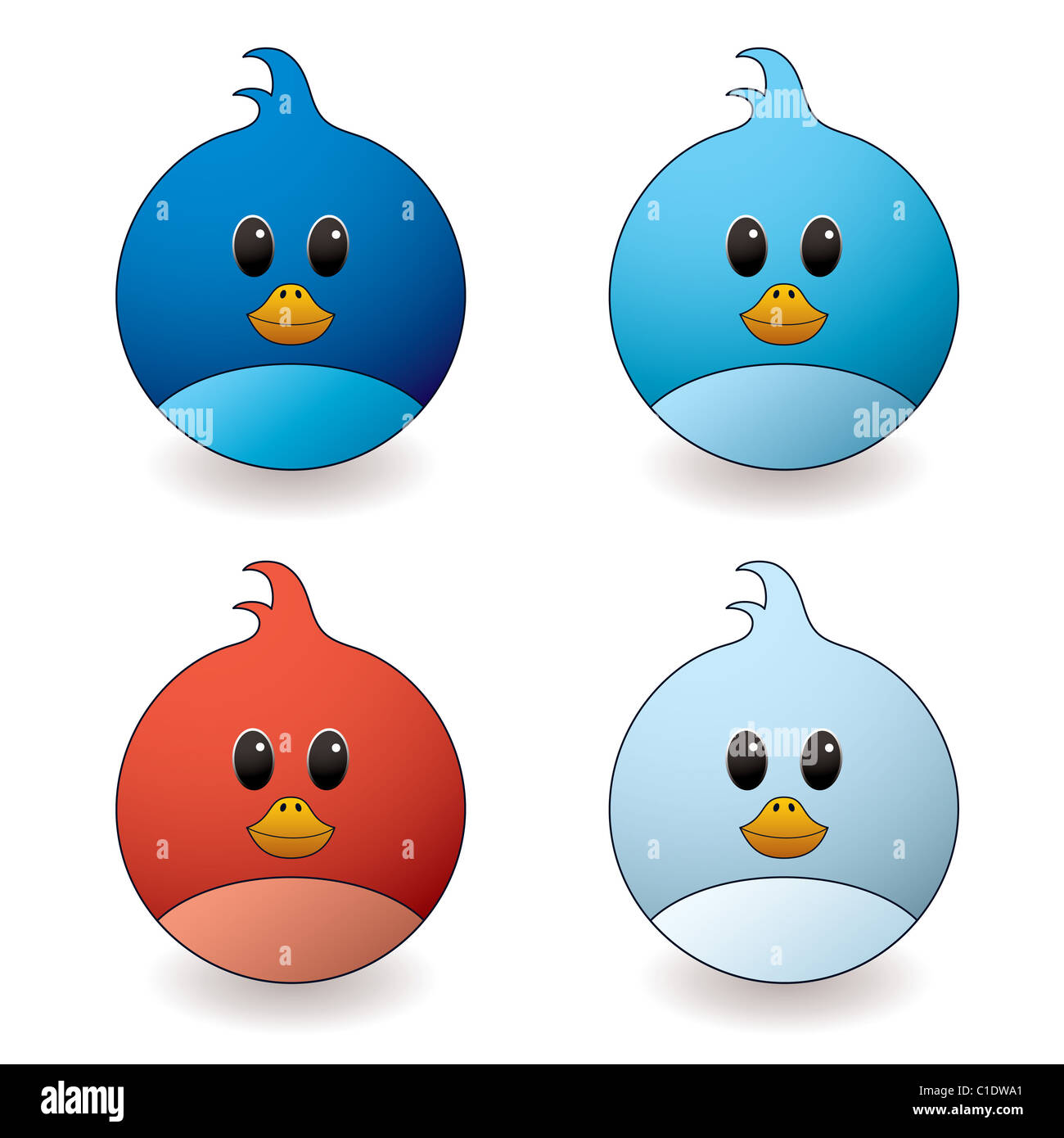 cartoon style twit bird with red and blue colour variations Stock Photo ...