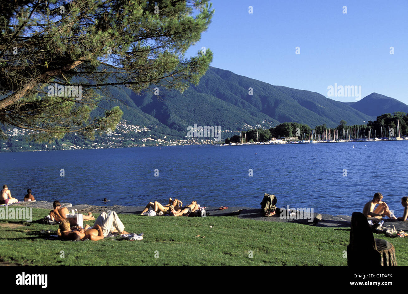 Switzerland, Canton of Ticino, Locarno town, lake Maggiore Stock Photo ...
