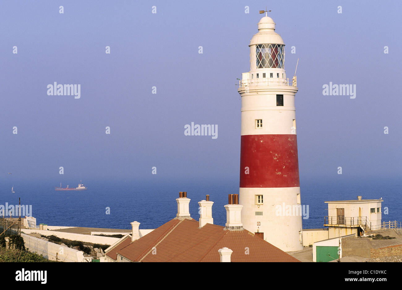 United Kingdom, Gibraltar, Great Europa point lighthouse Stock Photo ...