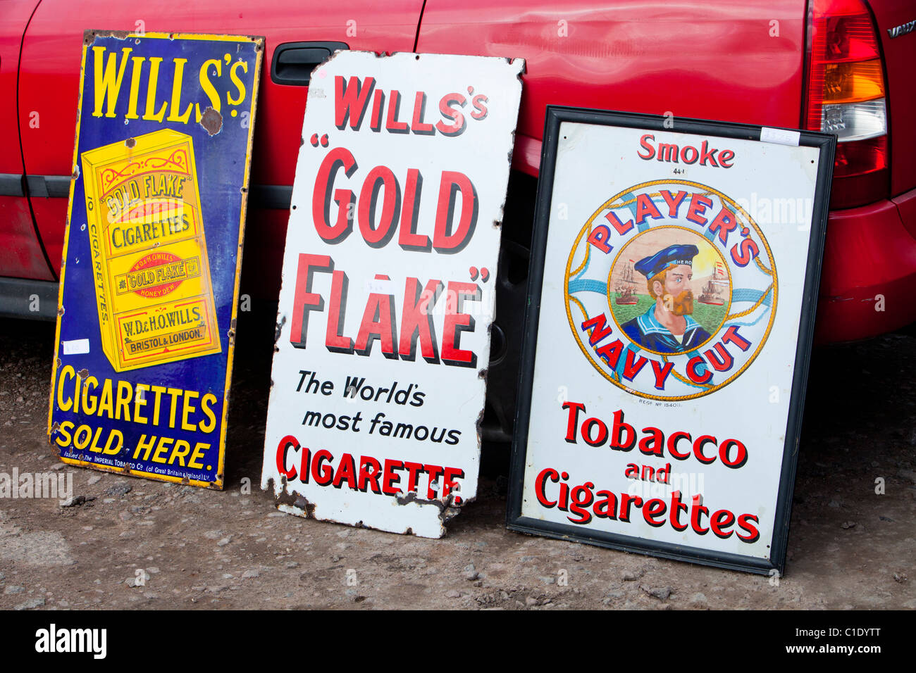 Old cigarette advertising signs Stock Photo - Alamy