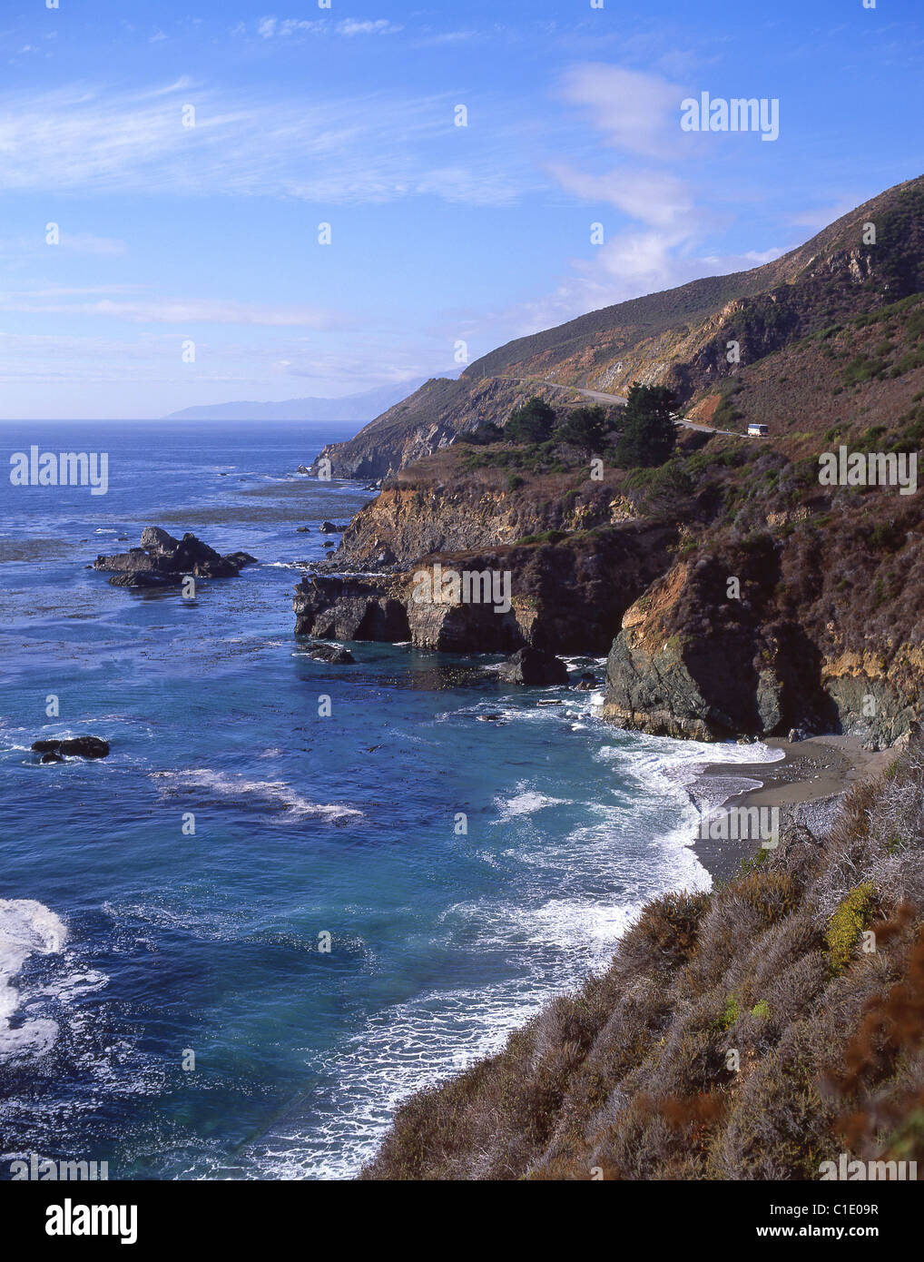 Coastal view from Pacific Highway 1, California, United States of ...