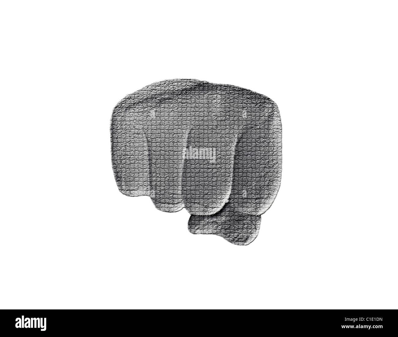 Fist Hand on White - Silver / Metallic hand gesture artwork Stock Photo ...