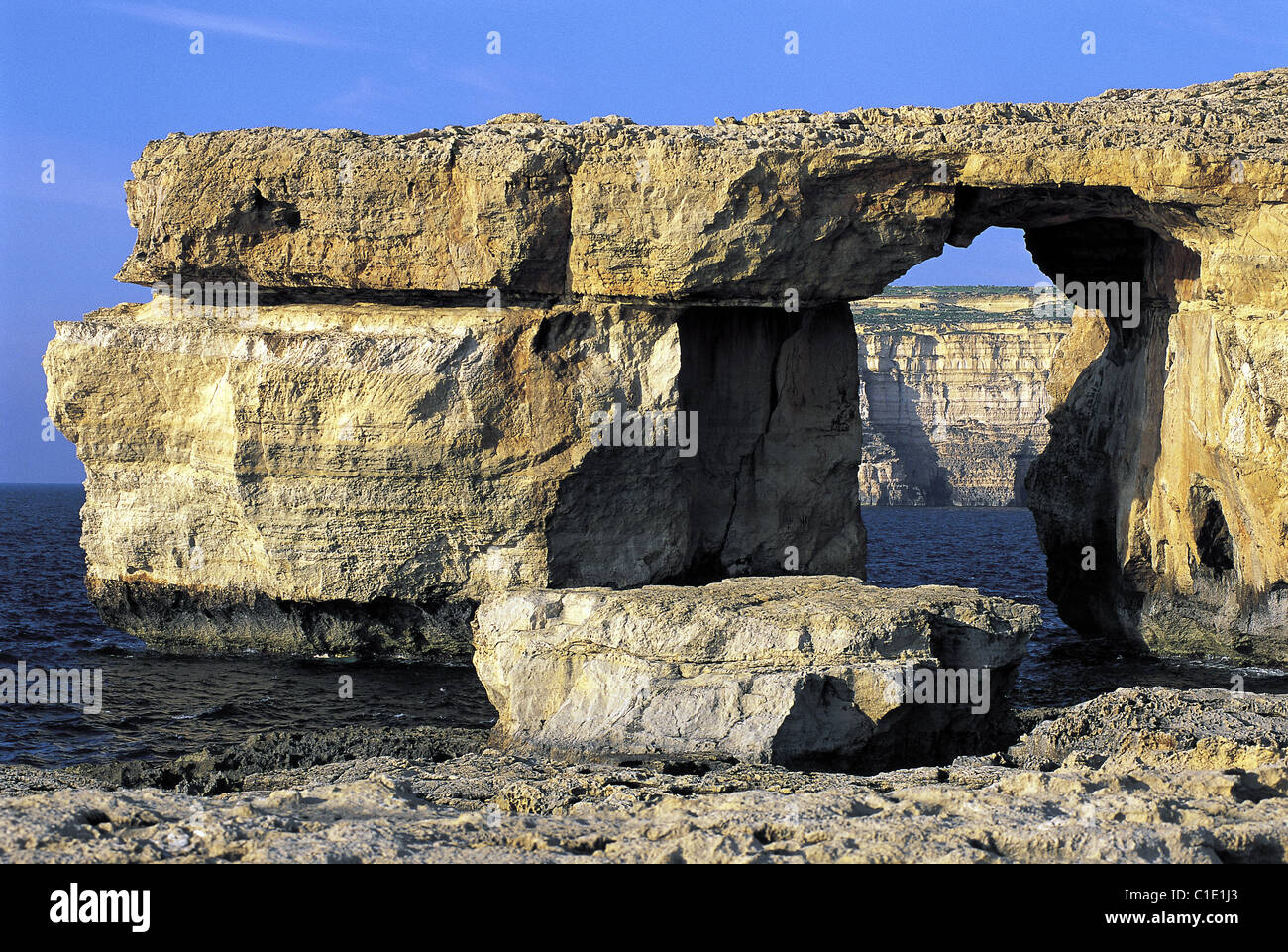 Malta, Gozo Island, natural arch into a cliff Stock Photo - Alamy