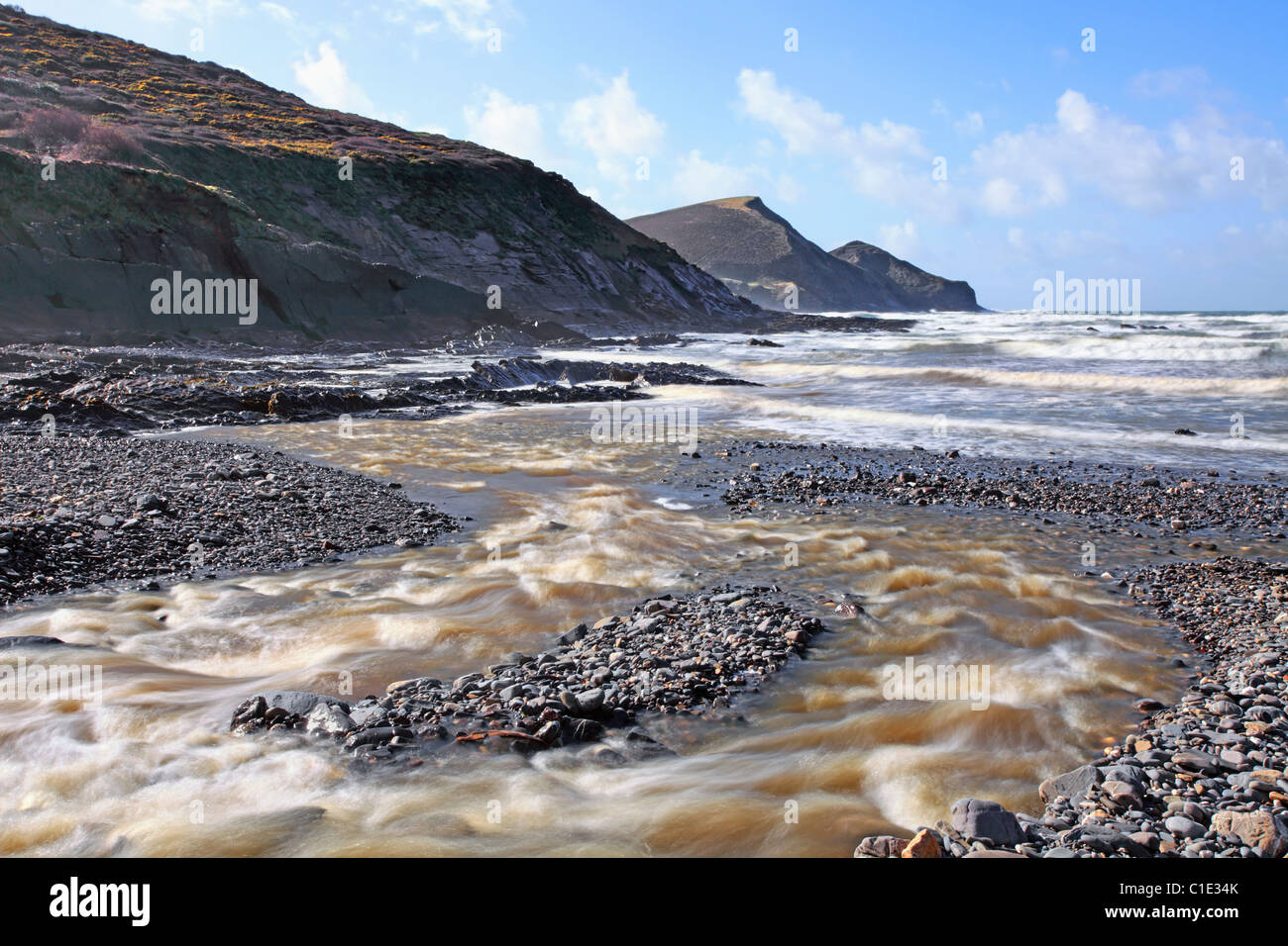 Crackington Haven Beach in North Cornwall captured from next to the ...