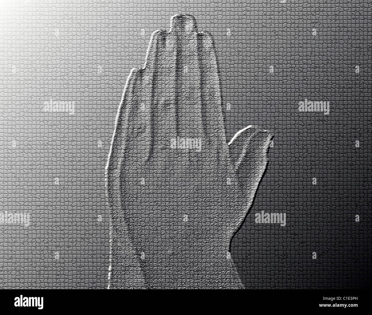 Praying Hands (Side View) - Silver / Metallic hand gesture artwork ...