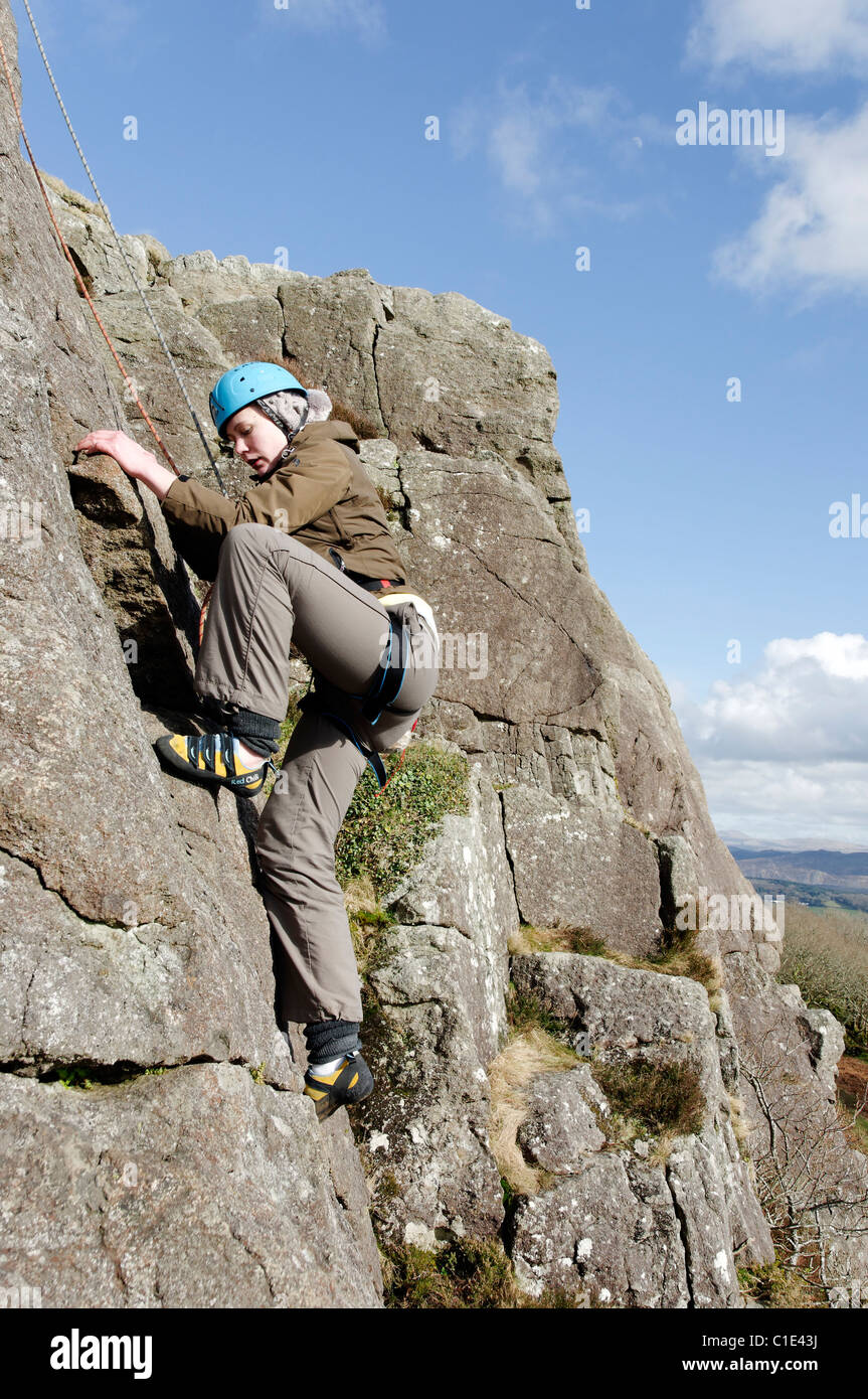 Single pitch rock climbing at the Upper Tier of Tremadog Stock Photo ...