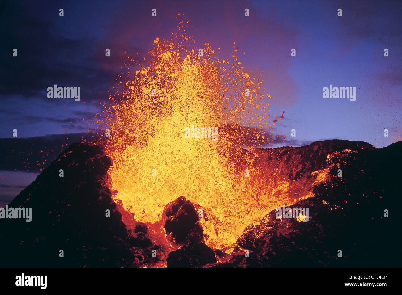 Listed as world heritage by unesco volcano in eruption hi-res stock ...