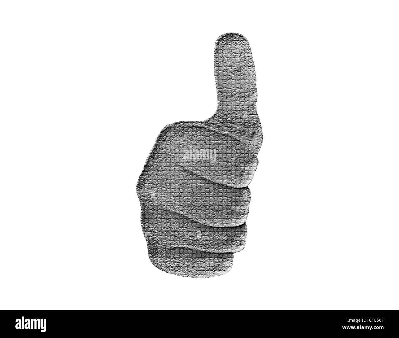 Thumb-Up Hand on White - Silver / Metallic hand gesture artwork Stock ...