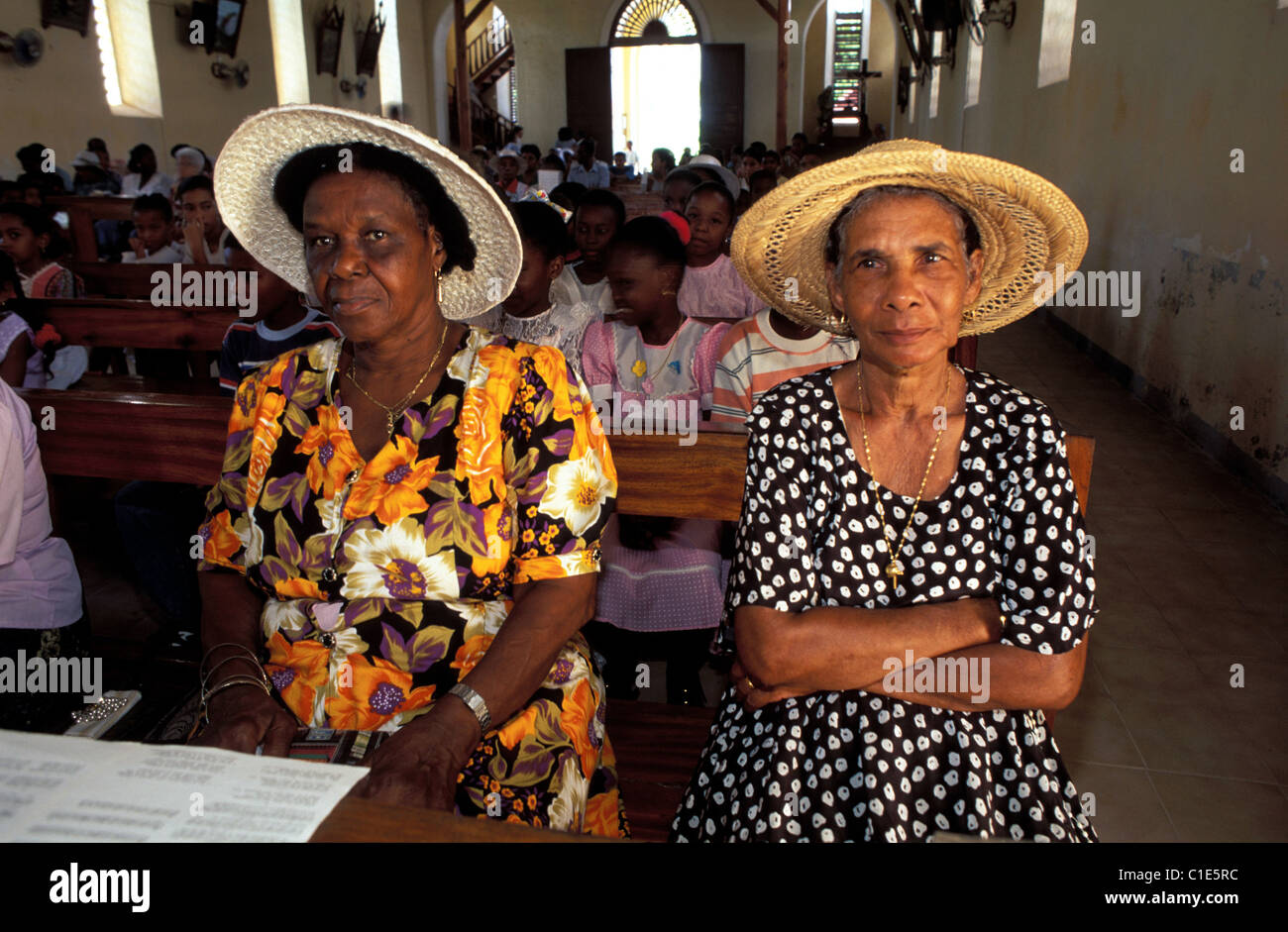 Seychelles, La Digue Island, women on the sunday mass Stock Photo - Alamy