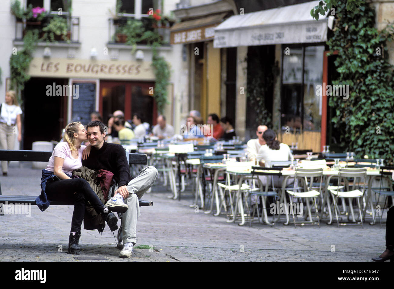 France, Paris, small square next to Caron Street Stock Photo - Alamy