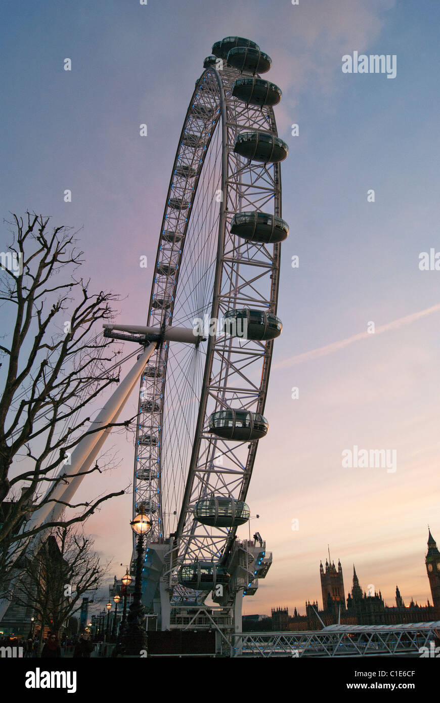 Sunset over the London Eye, Riverside Building, County Hall ...