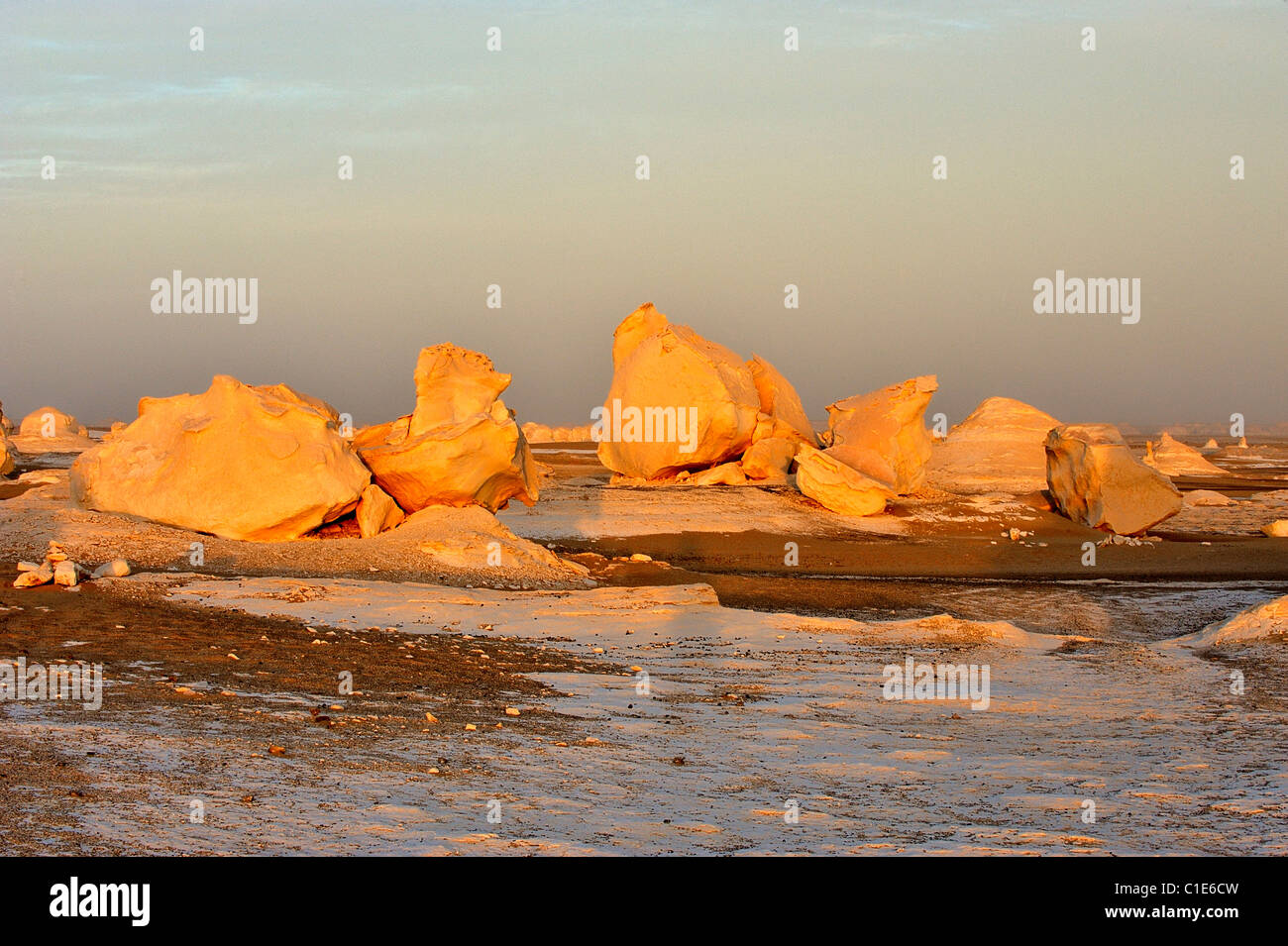Chalk rock formations and shapes in the White Desert, western of Egypt ...