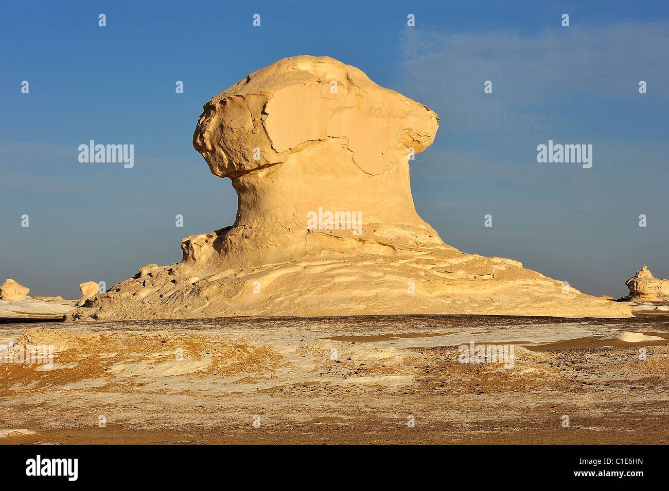 Eroded chalk rock formations and shapes in the White Desert, western of ...